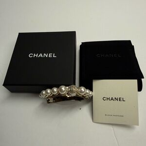 CHANEL | Accessories | Chanel Faux Pearl Coco Mark Barrette | Poshmark